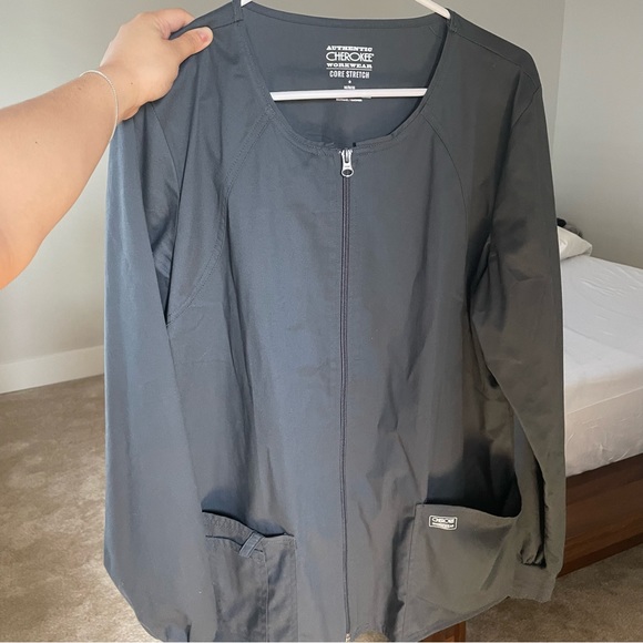 Cherokee | Tops | Cherokee Gray Scrub Top Zipup | Poshmark
